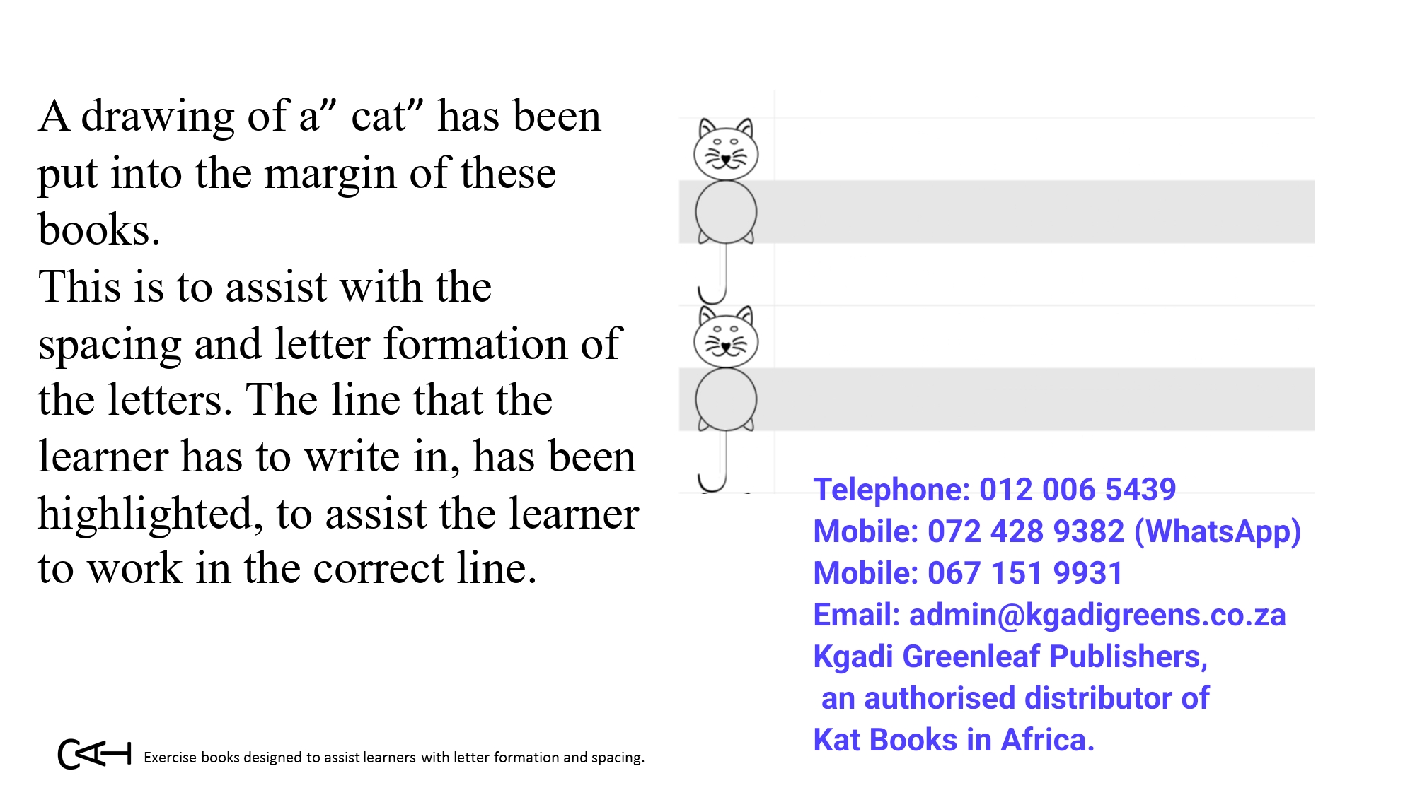 Cat Exercise Book, 72 Pages 17mm Ruled Exercise book for Grade R & 1 ...