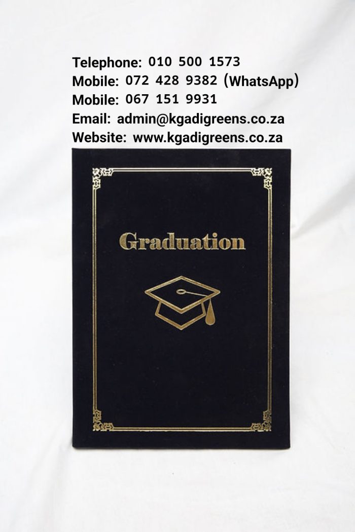 Graduation Certificate Folder / Cover - (Velvet or Vinyl ) - Kgadi ...