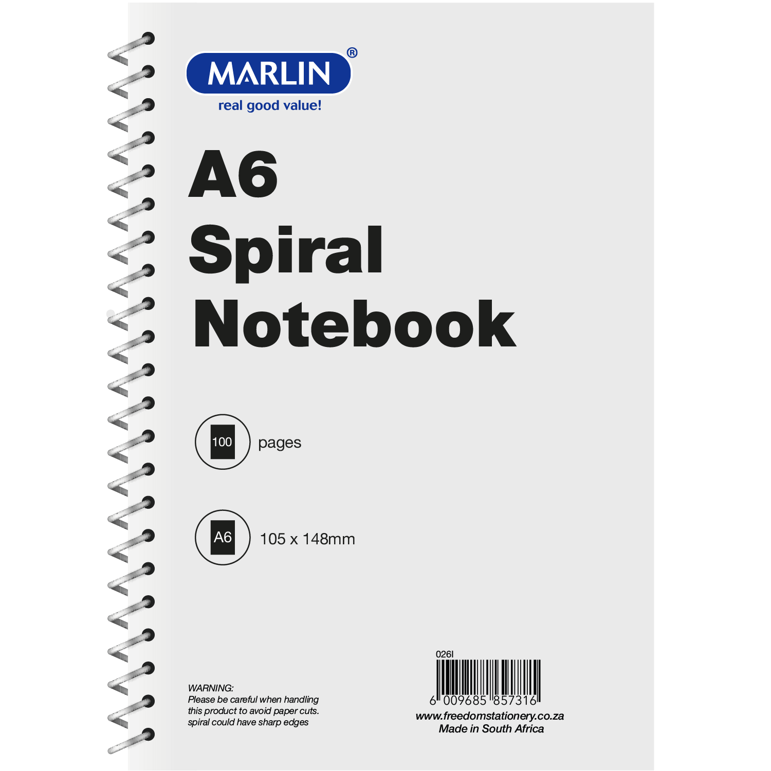 A6 100 pages Marlin side spiral Note book - Kgadi Greenleaf