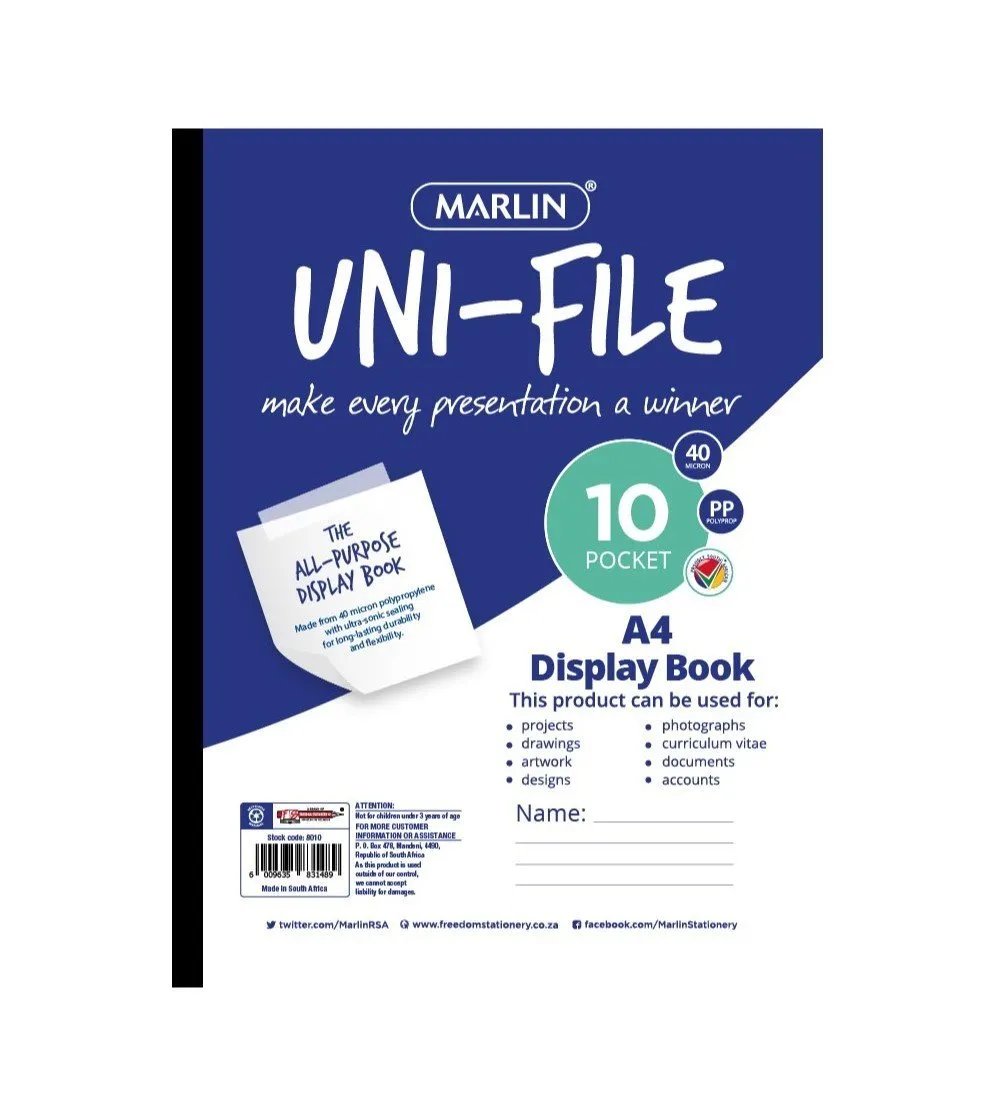 Marlin 10 Pockets Uni-File Display Book / Flip Files. - Kgadi Greenleaf