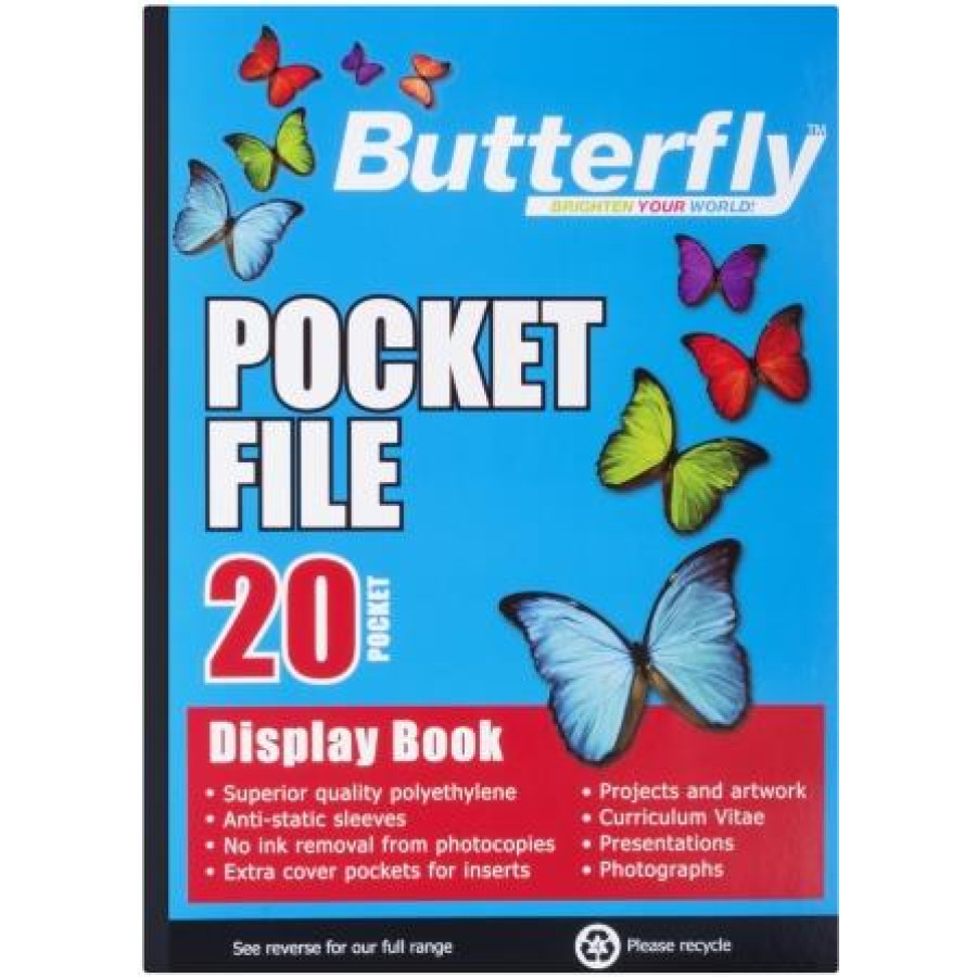 Butterfly A4 Pocket/Display File (20 Page) - Kgadi Greenleaf